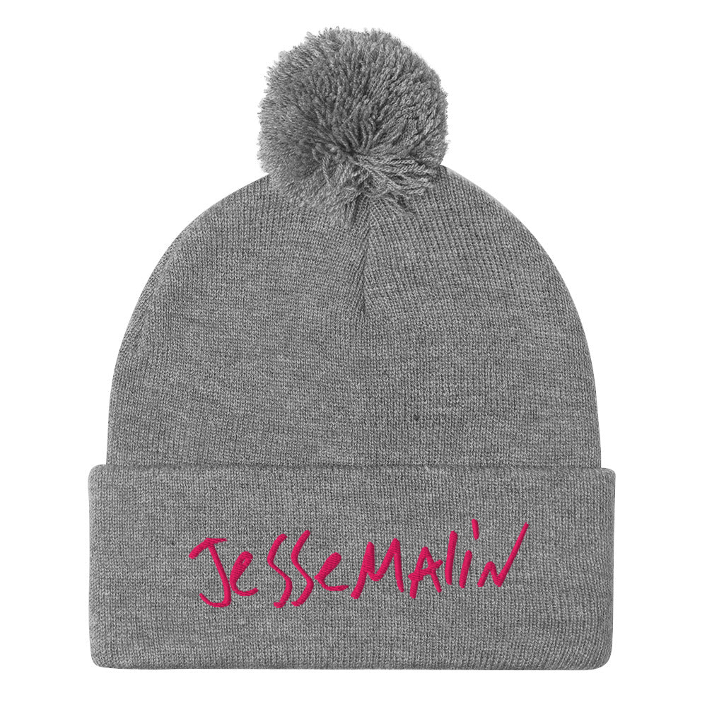 Jesse Malin Embroidered Pom-Pom Beanie